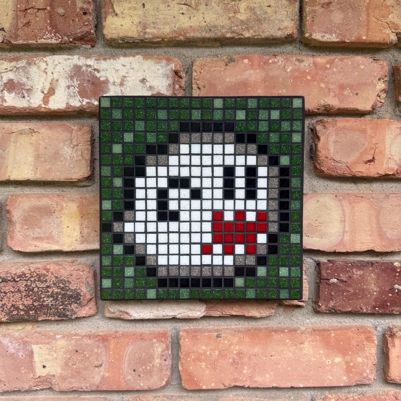 King Boo Pixel Art – Handmade Glass Tile Mosaic – Super Mario Bros Wall ...