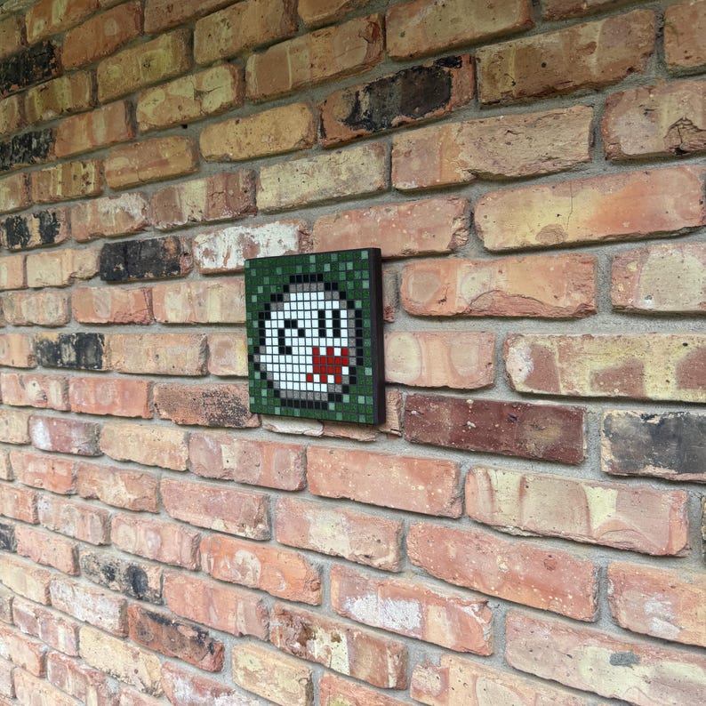 King Boo Pixel Art – Handmade Glass Tile Mosaic – Super Mario Bros Wall ...