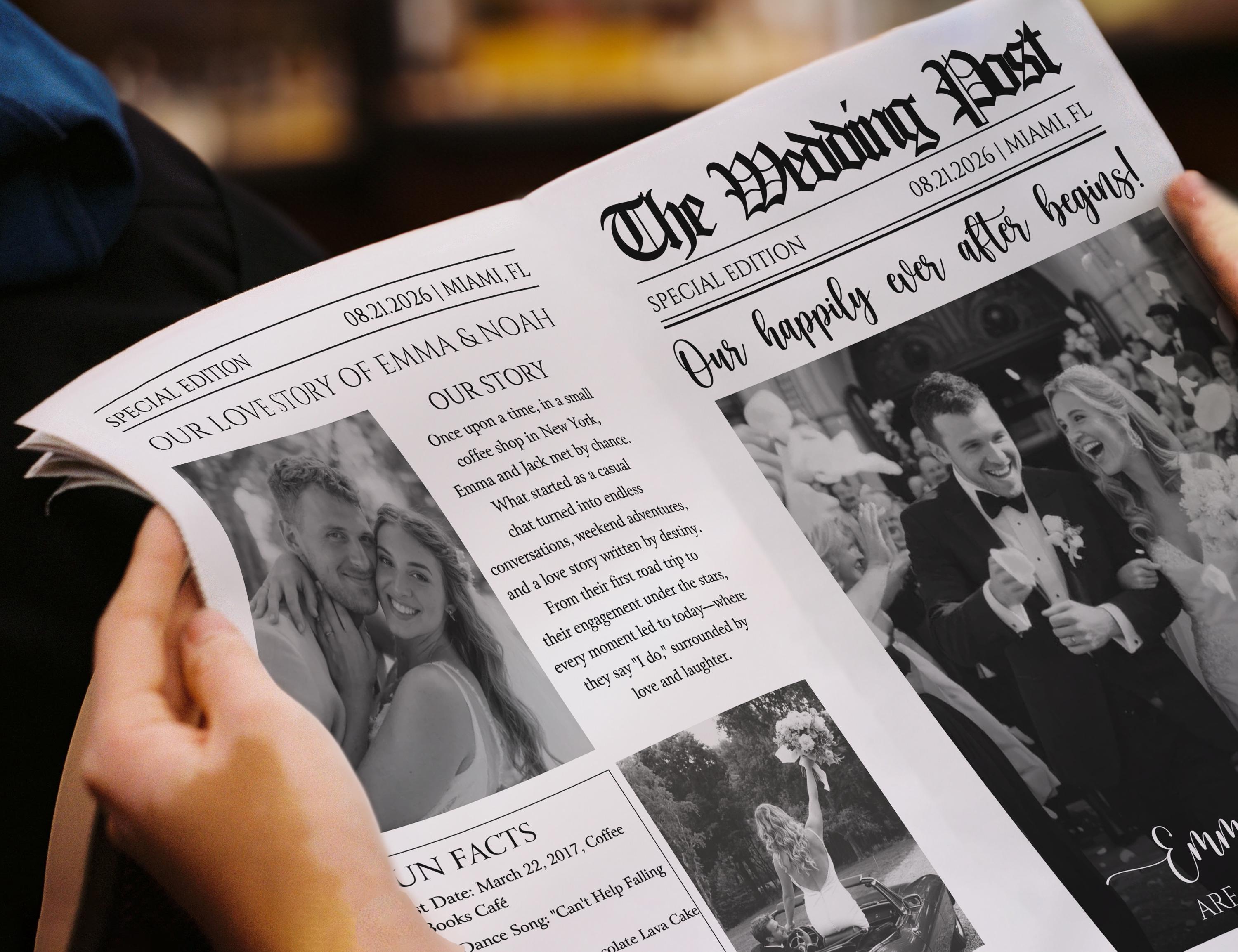 Personalized Wedding Newspaper Template With Photo/editable Wedding ...