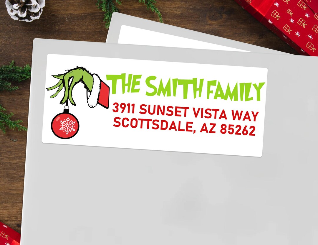 Christmas Grinch Return Address Labels, Personalized GRINCH Mailing ...