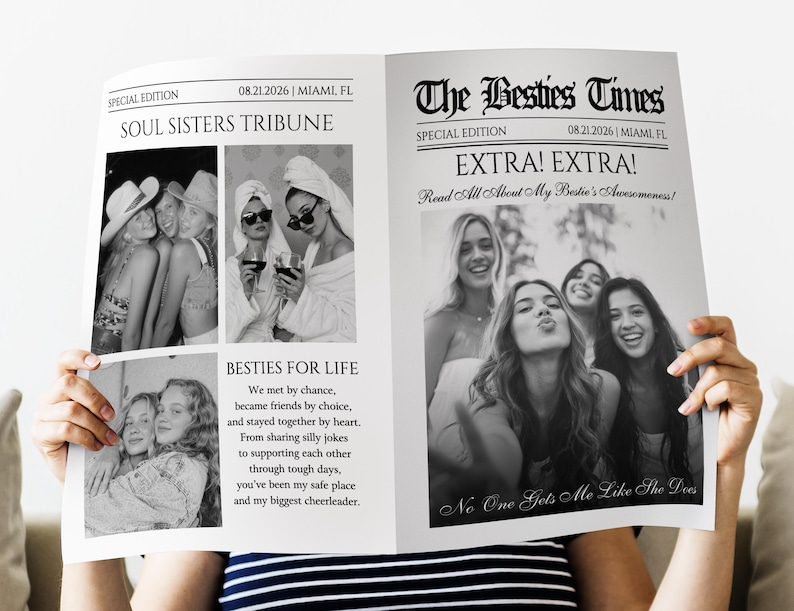 Custom Newspaper Print Personalized Gift for Best Friends, Printed ...