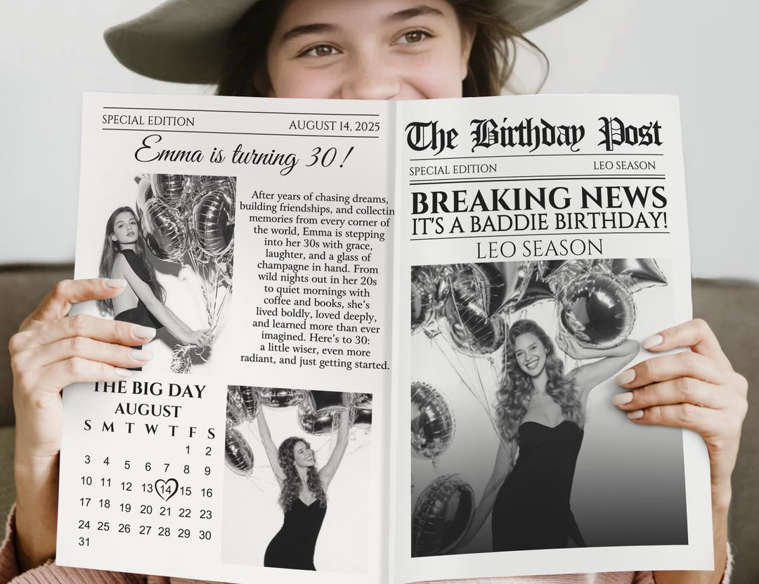Calendar Birthday Newspaper Save the Date, Baddie Birthday Newspaper ...