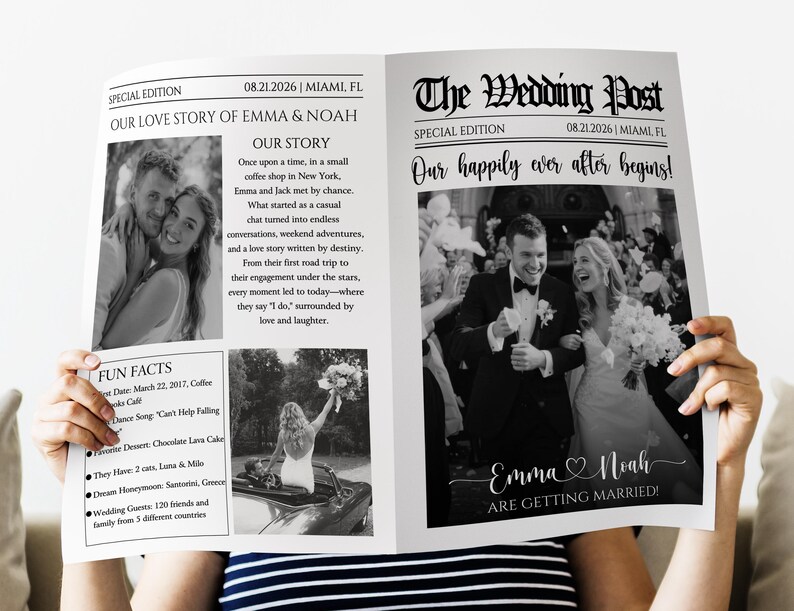 Personalized Wedding Newspaper Template With Photo/editable Wedding ...