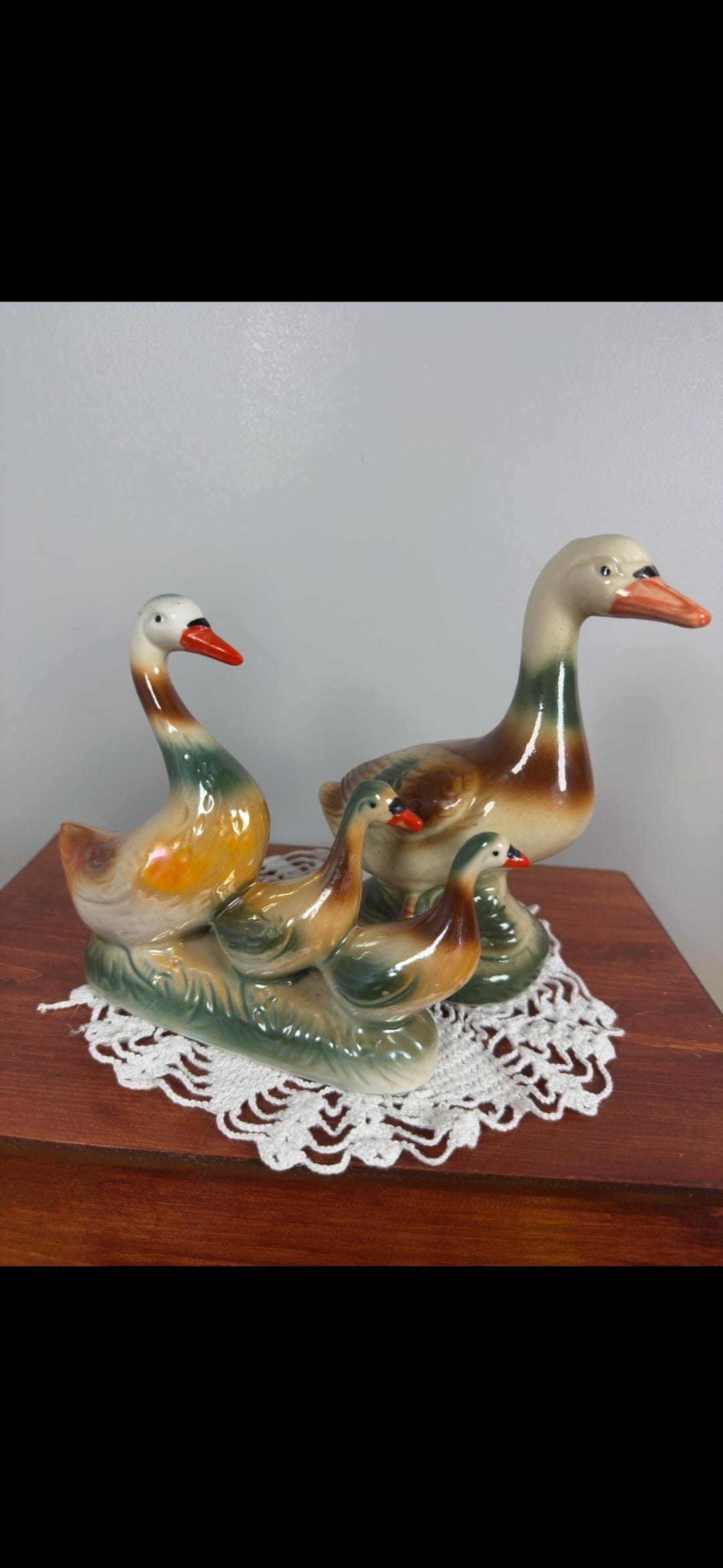 Vintage Brazil Lusterware Goose Family Figurines - Etsy