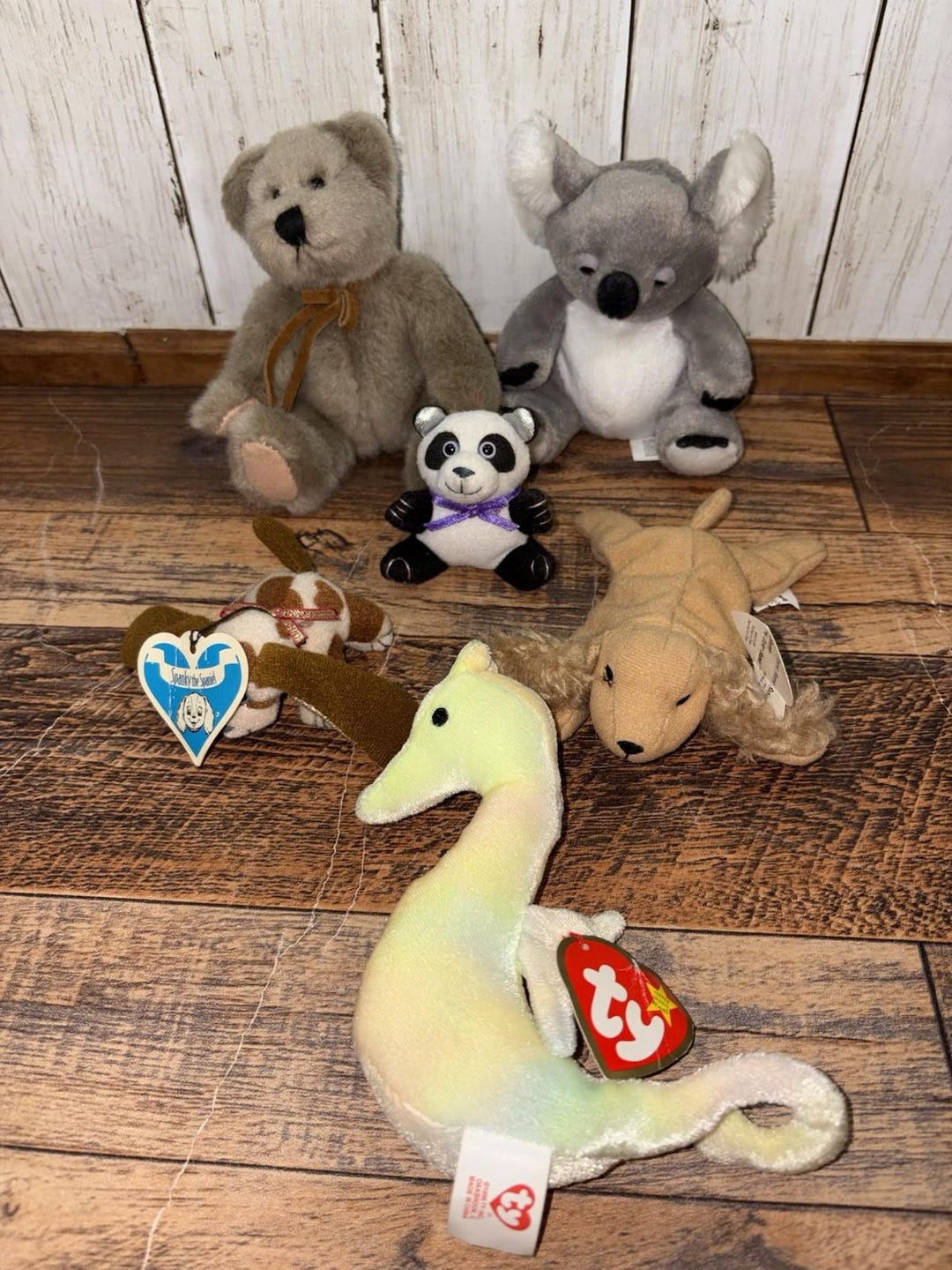 Lot of 6 Random Plushies Stuffed Animals Toys Ty Beanie Russ Dogs Bear ...