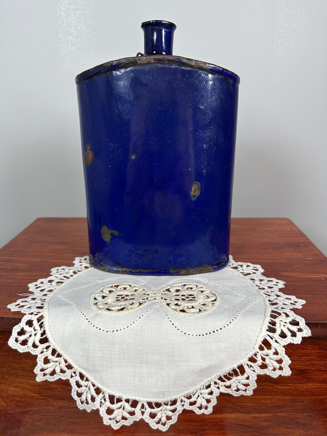 Vintage Enamel Blue Cobalt Military Water Bottle Flask 8" NO CORK - Etsy