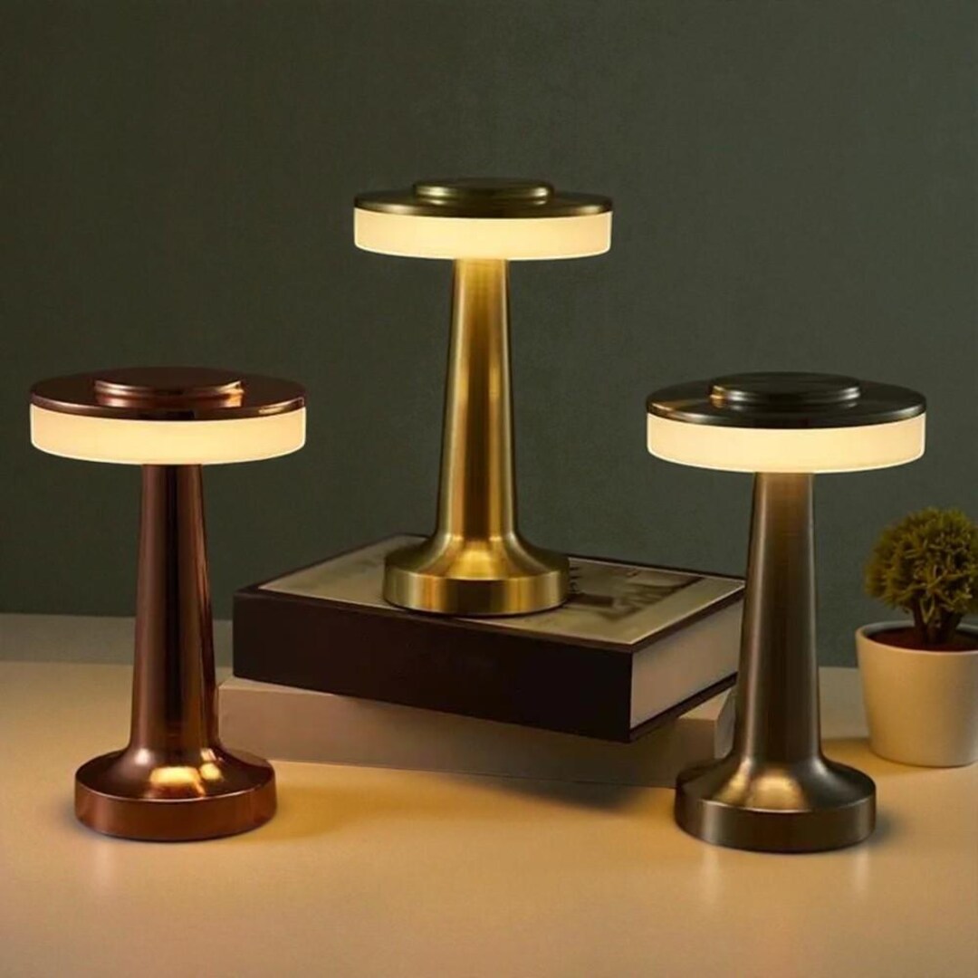 Retro Gold LED Table Lamp, Dimmable Night Light - Etsy