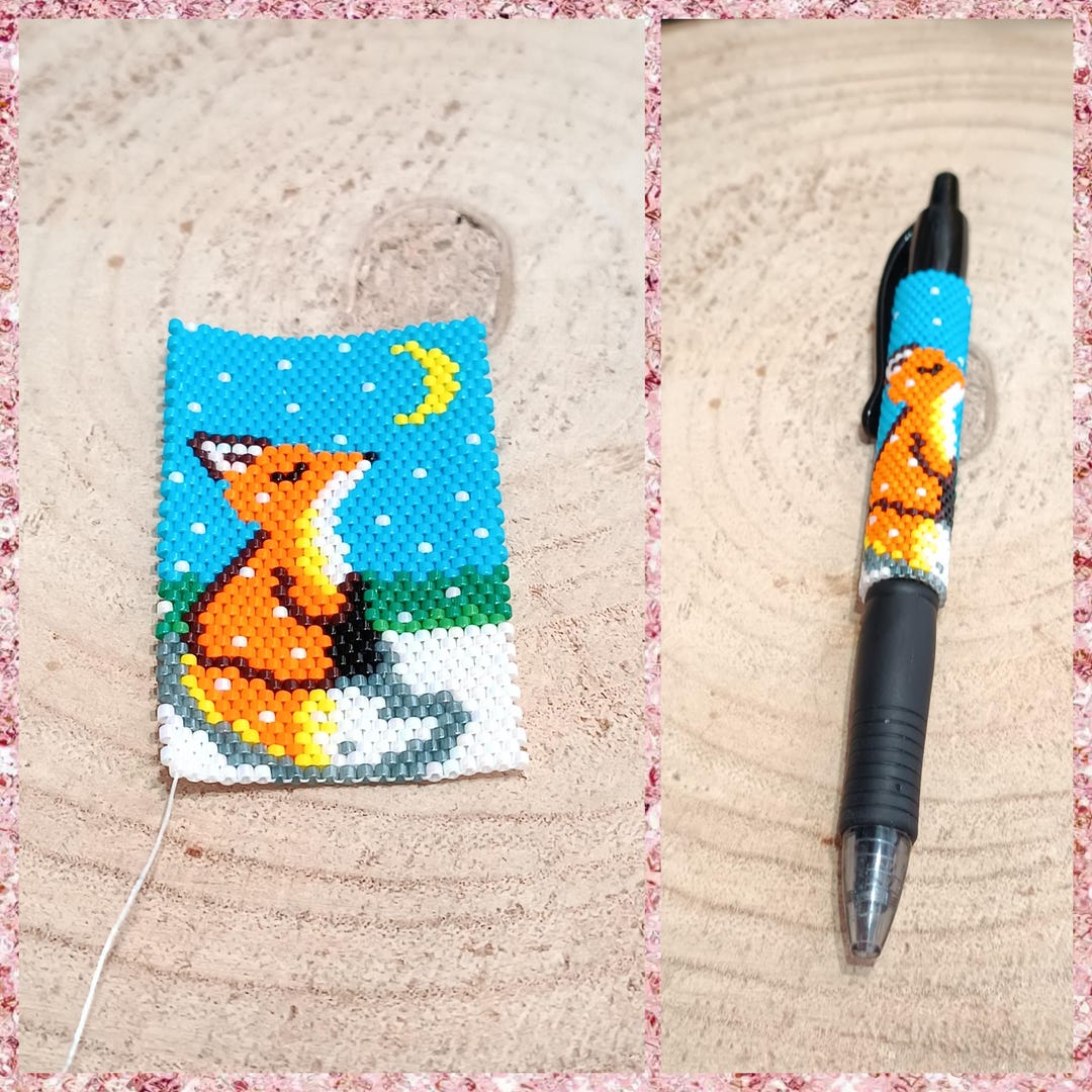 Fox Beaded Pen With Cover, Handmade Pen, Cute Animal Beaded Pen ...