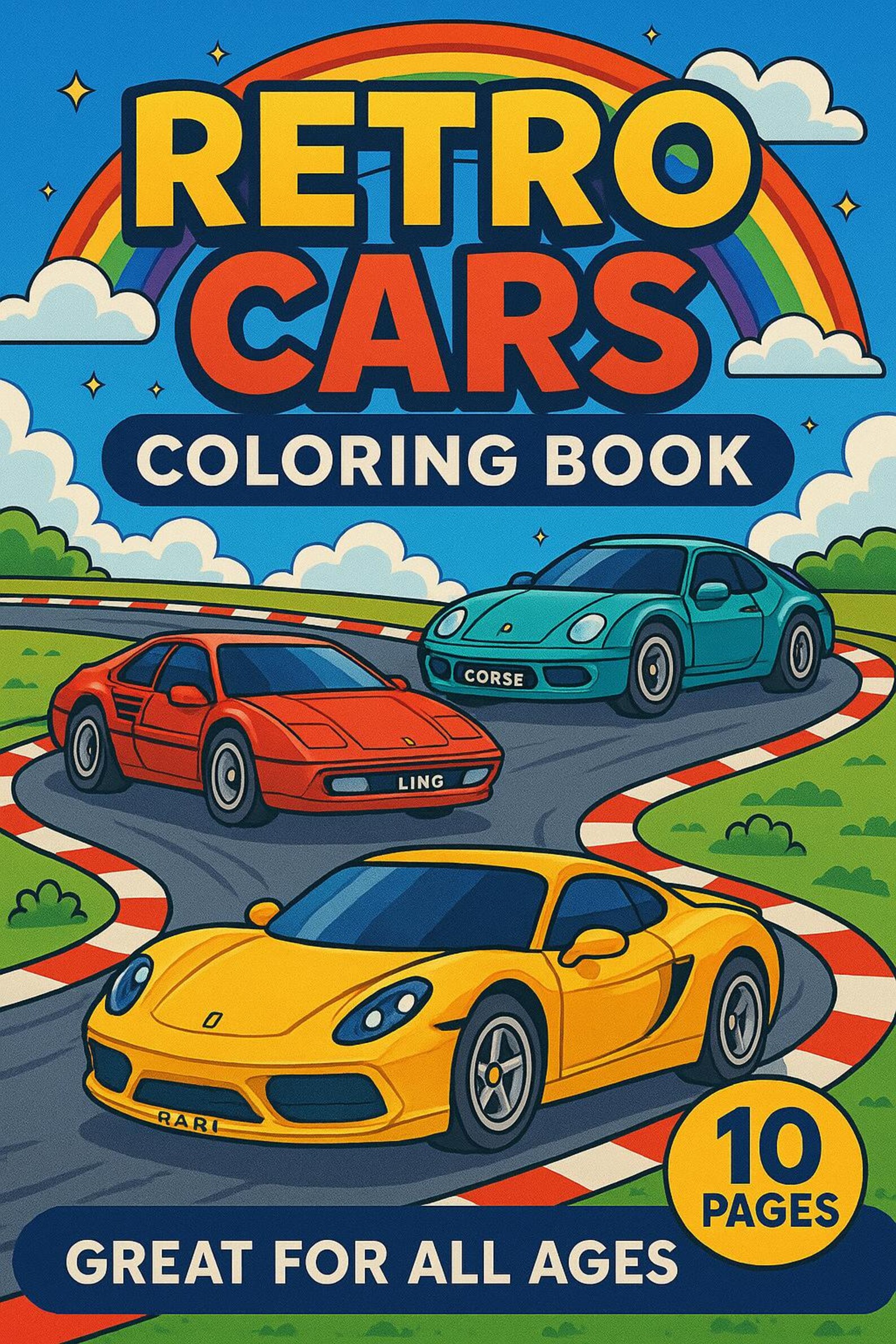 Retro Cars Coloring Book for Kids & Adults – Fun Printable Vehicle ...