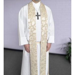 Liturgical Clergy Pastoral Stole - Ivory White and Gold Reversible ...