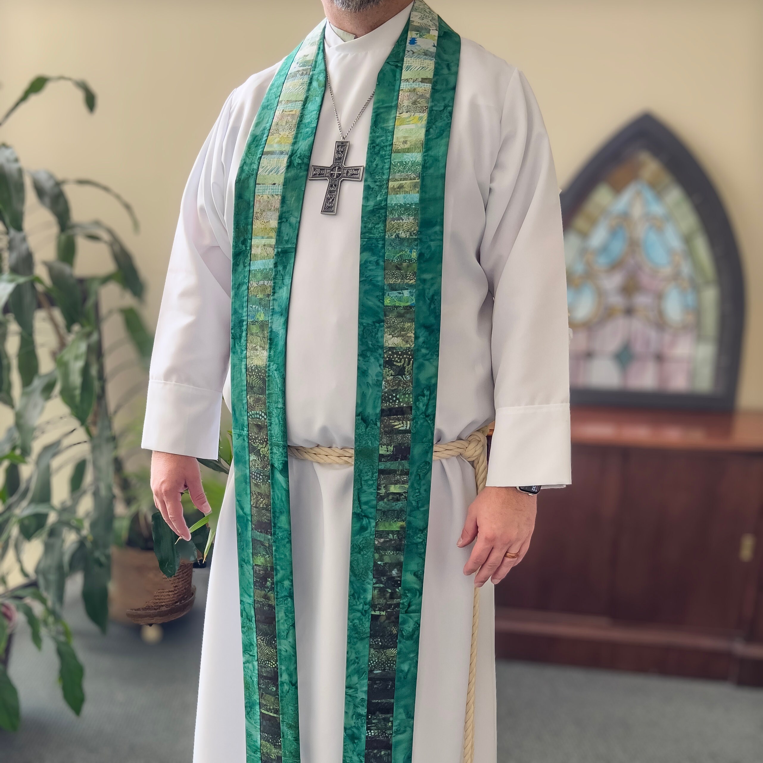 Liturgical Stole Pastoral Clergy - Emerald Green Gradient Ombre ...