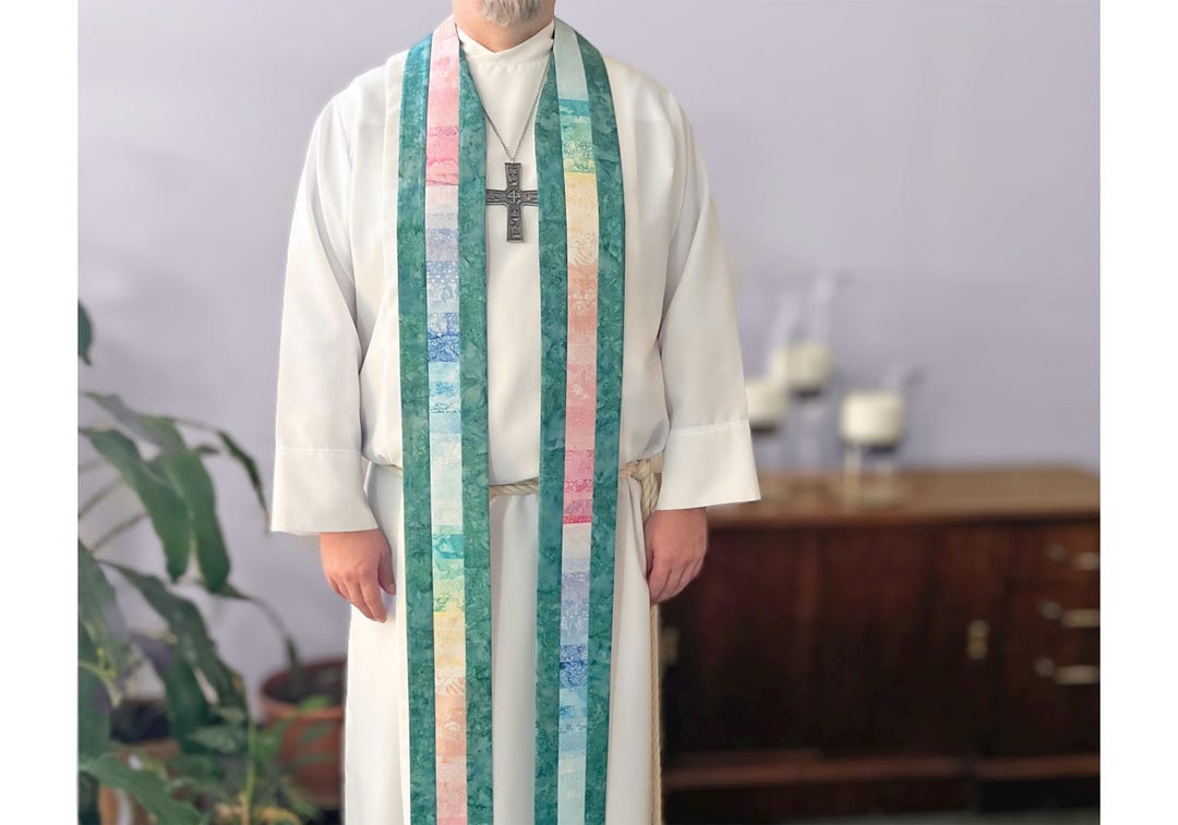 Liturgical Stole for Pastors and Clergy - Green Multi-color Gradient ...