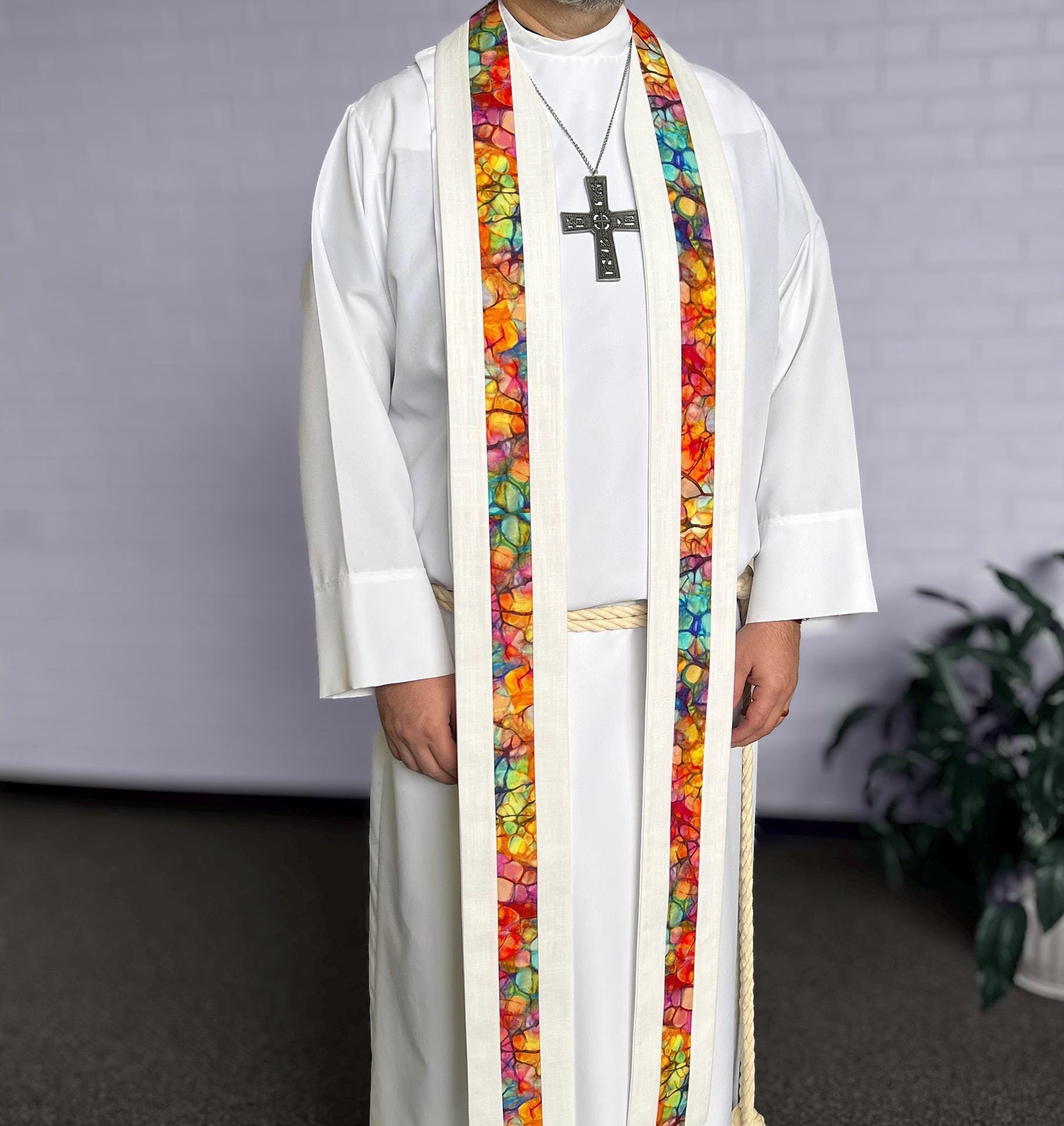 Creation Stole - Liturgical Pastoral Clergy Stole With a Stained Glass ...