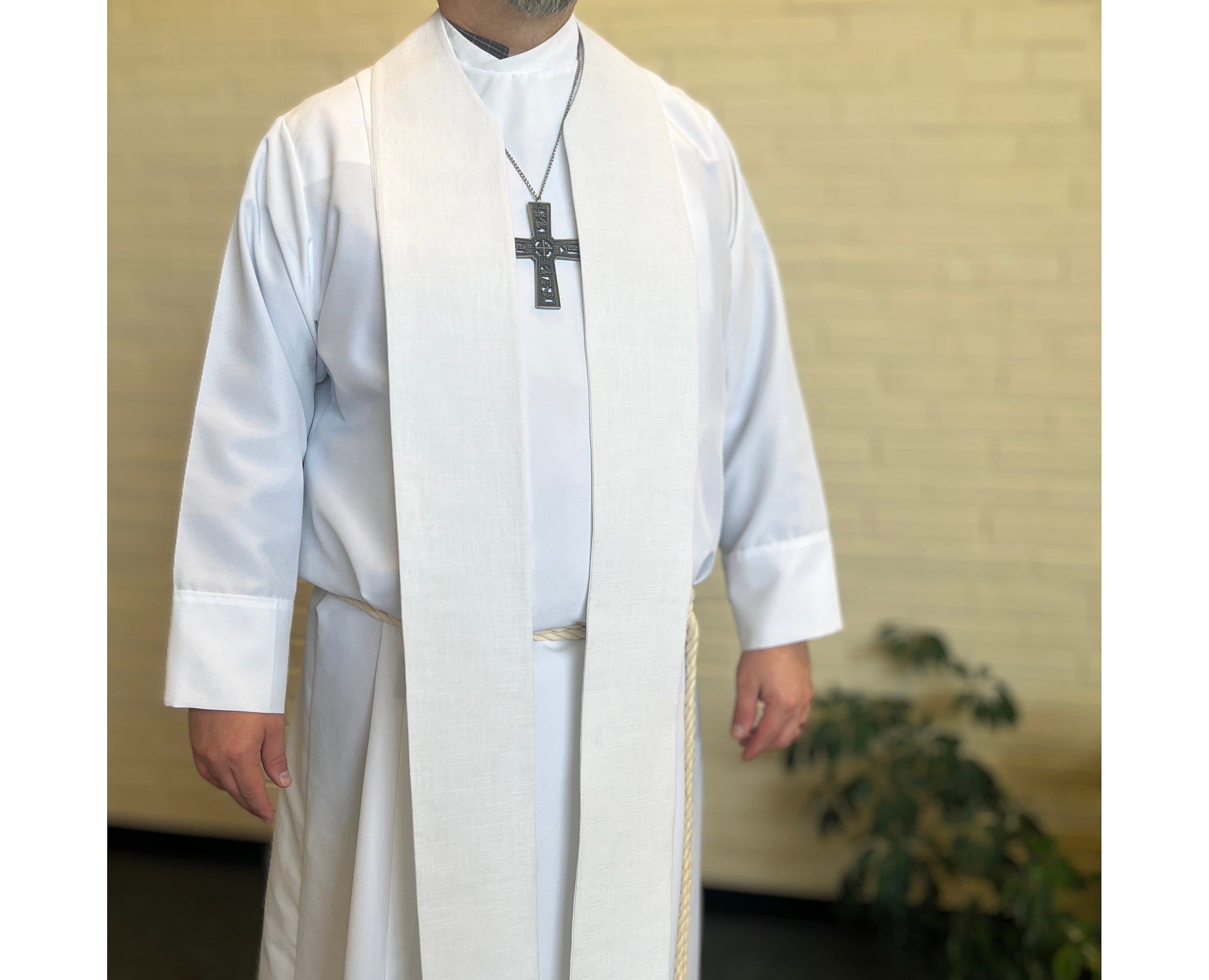 Liturgical Stole Pastoral Clergy - Solid White Linen - Etsy