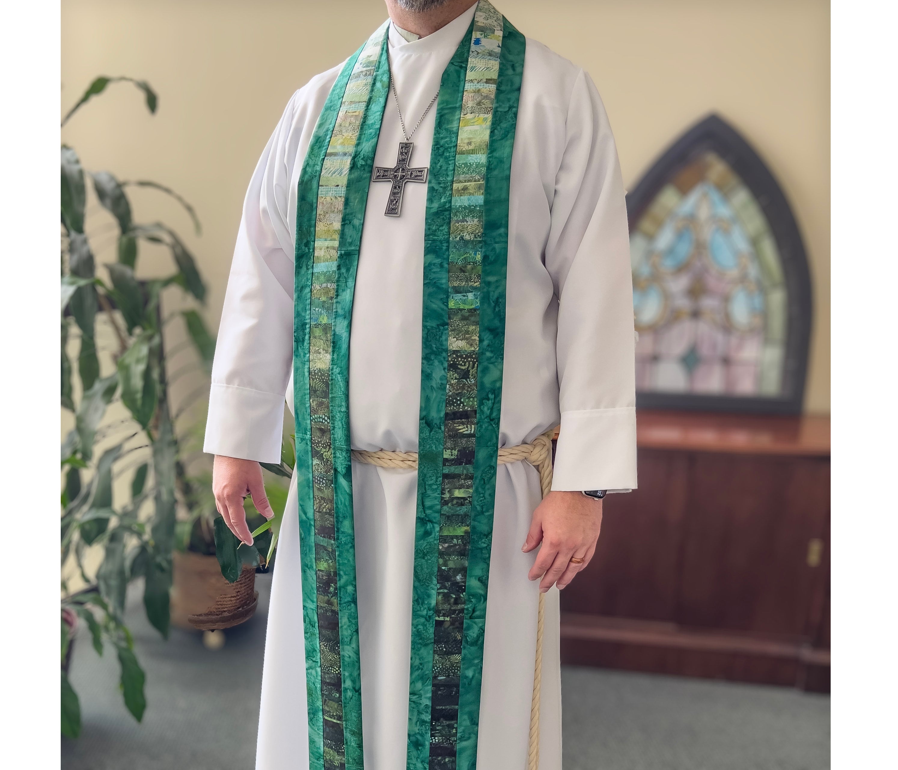 Liturgical Stole Pastoral Clergy - Emerald Green Gradient Ombre ...