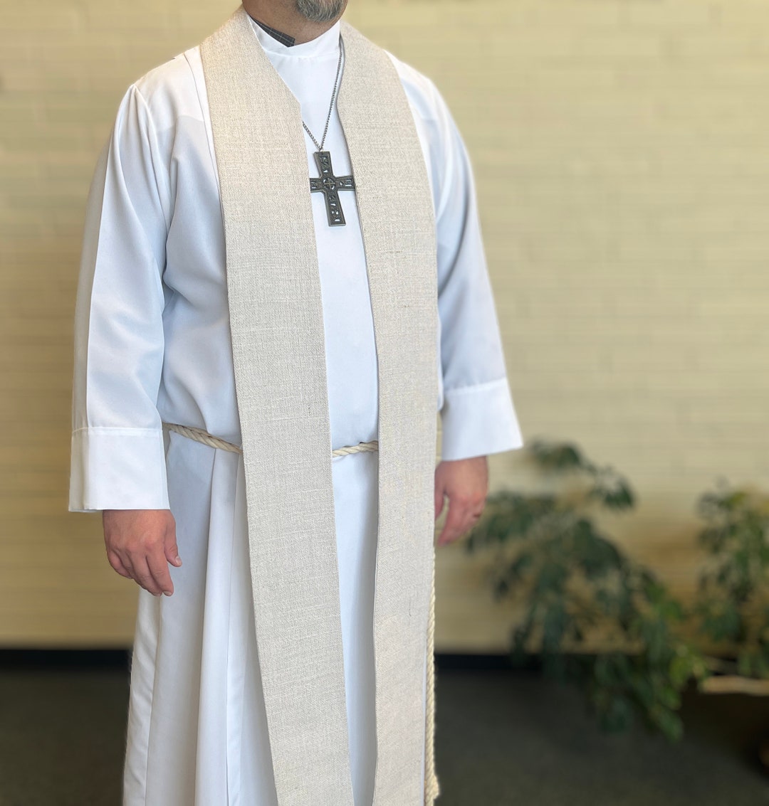 Liturgical Clergy Pastoral Stole - White and Gold Interwoven Burlap - Etsy