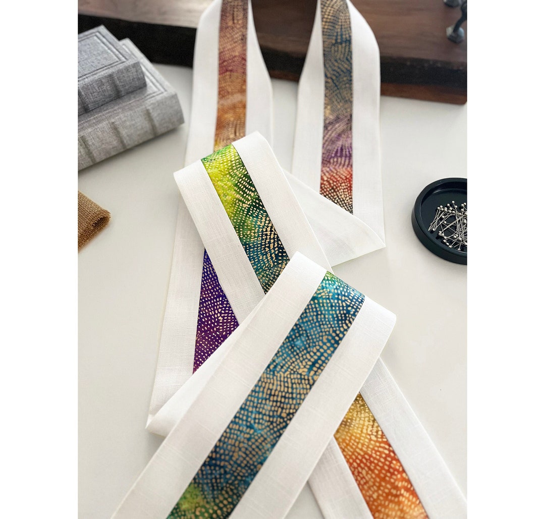 Liturgical Stole for Pastors & Clergy Hand Painted, Hand Stamped Multi ...