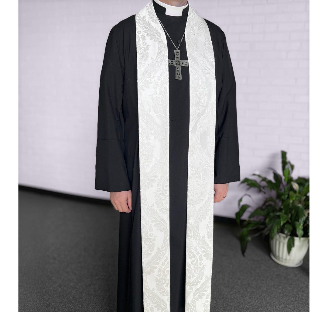 Liturgical Clergy Pastoral Stole - White Reversible Damask Stole - Etsy
