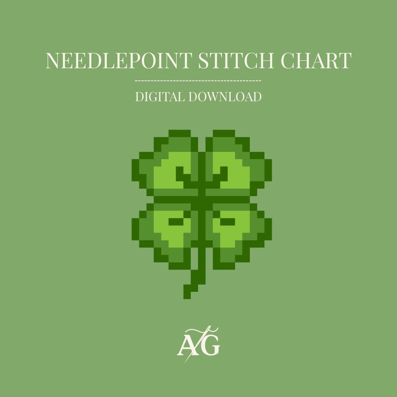 Four-leaf Clover Needlepoint Chart, Lucky Charm (PDF Pattern) - Etsy