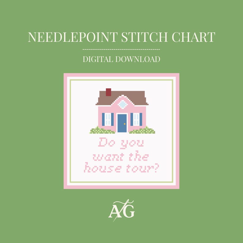 House Tour Needlepoint Chart, Easy Stitch Digital PDF Pattern - Etsy