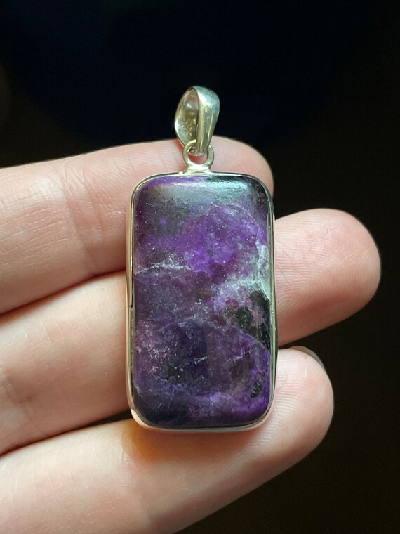 Genuine Sugilite Rectangle Pendant Sterling Silver Beautiful - Etsy