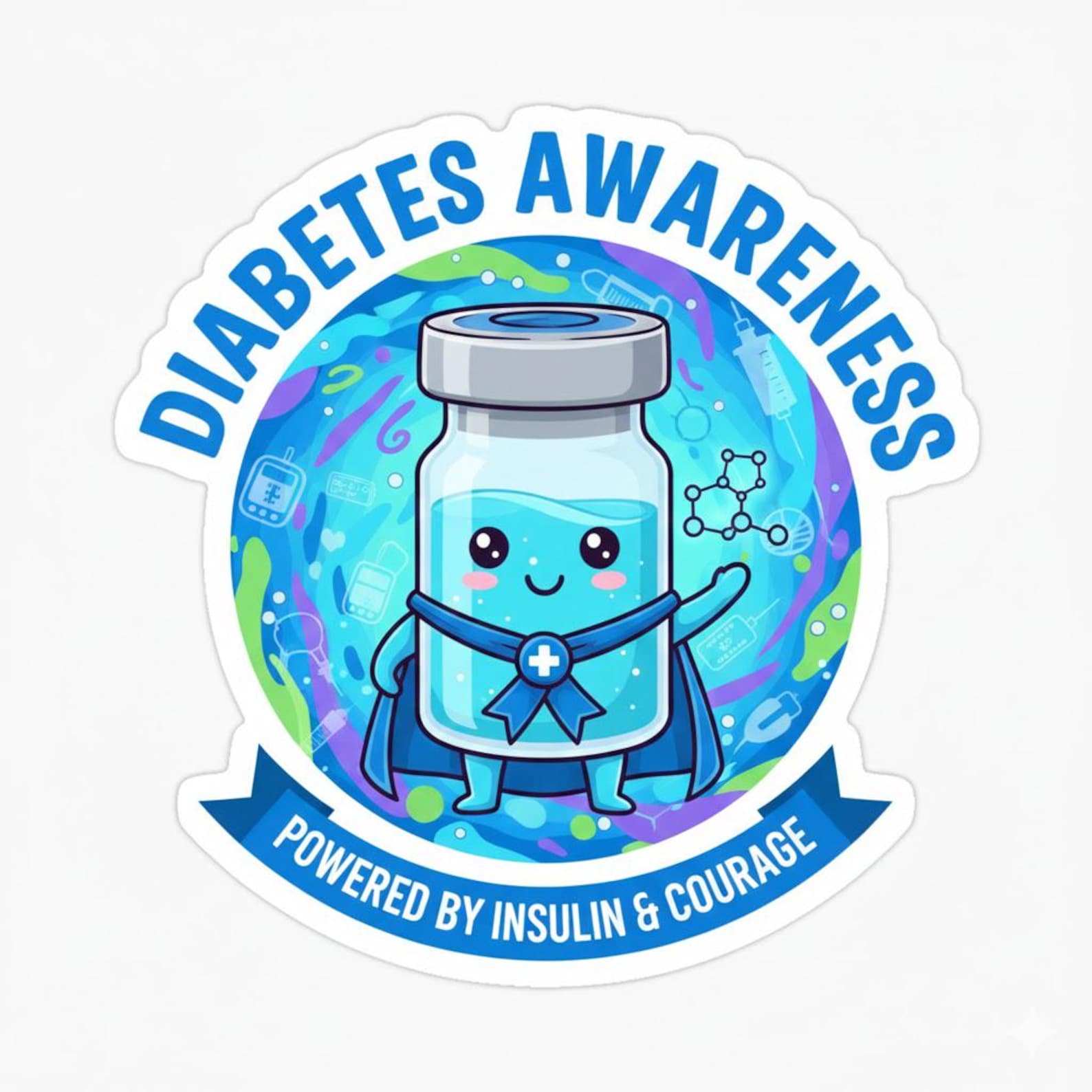 Diabetes Awareness Stickers | Medical Alert Ribbon, Blood Sugar Support ...