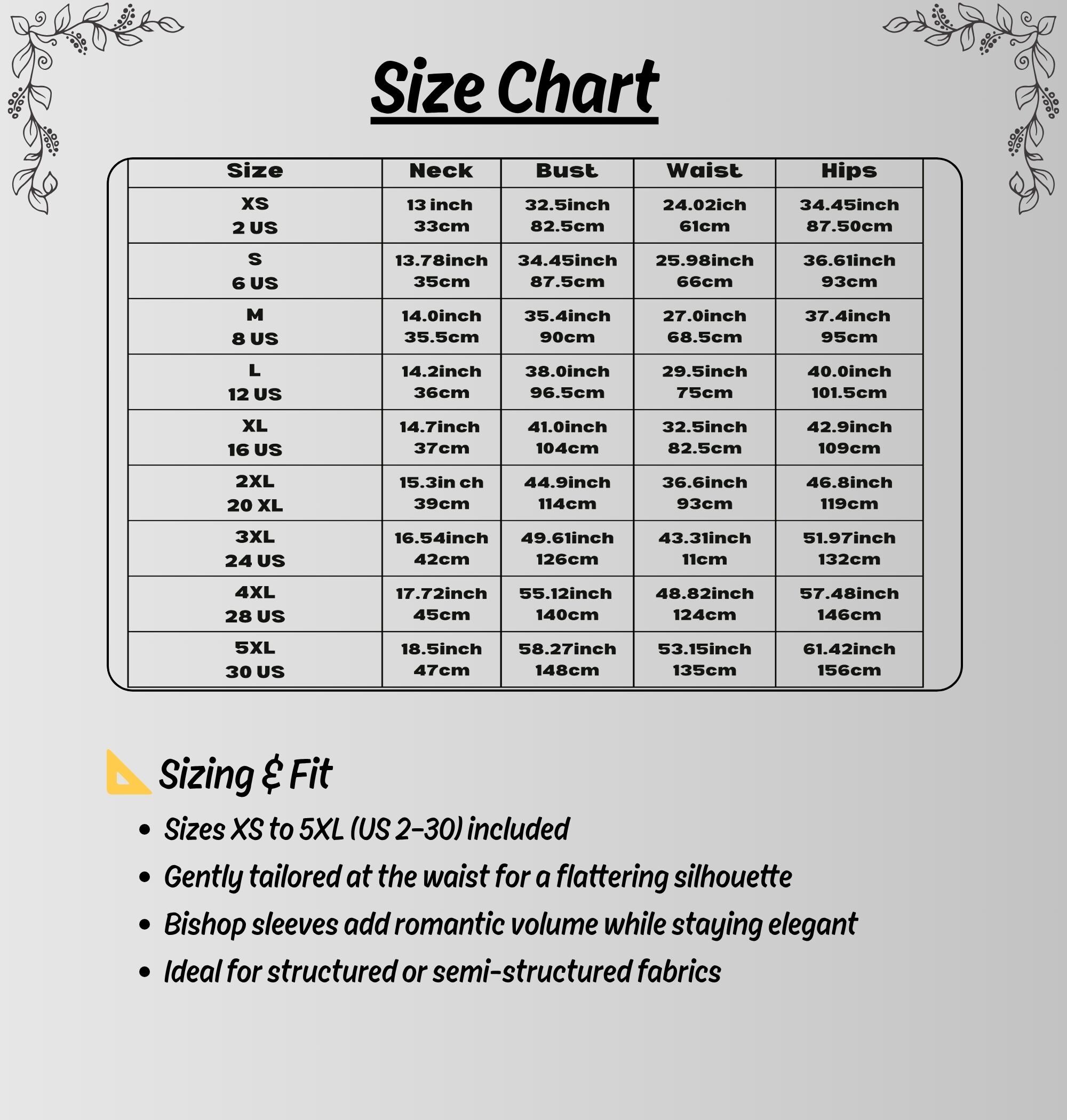Bishop Sleeve Blouse PDF Sewing Pattern: Button-up Collared Shirt (US 2 ...