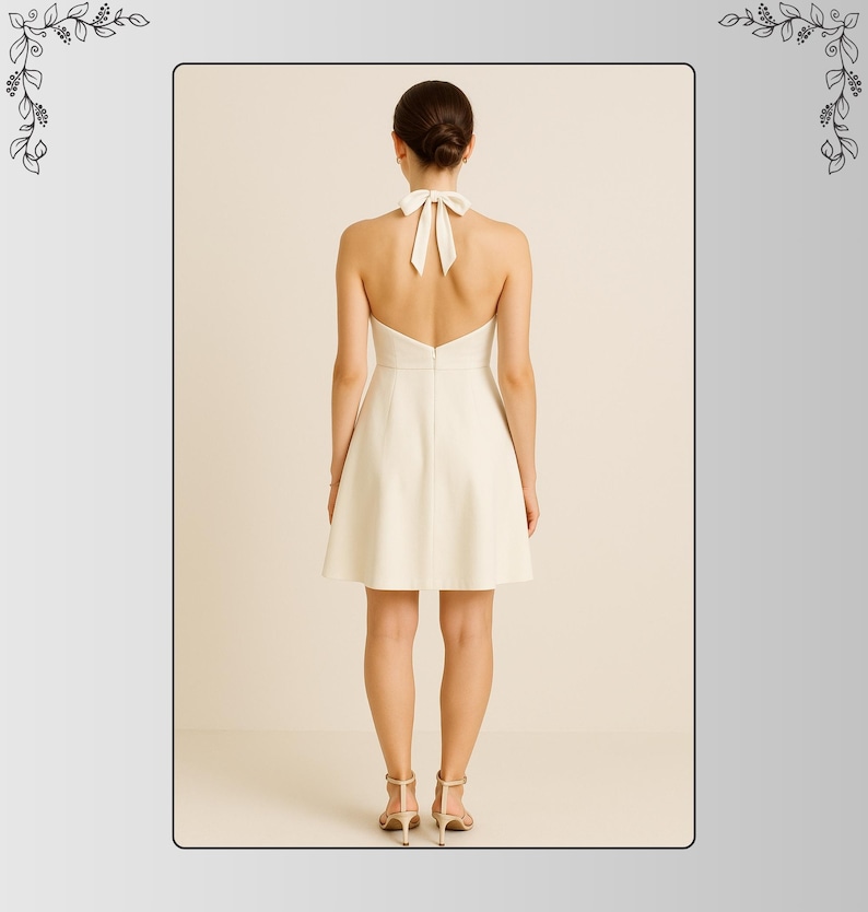 Halter Neck Mini Dress Sewing Pattern PDF, Sleeveless V Neck Mini Dress ...