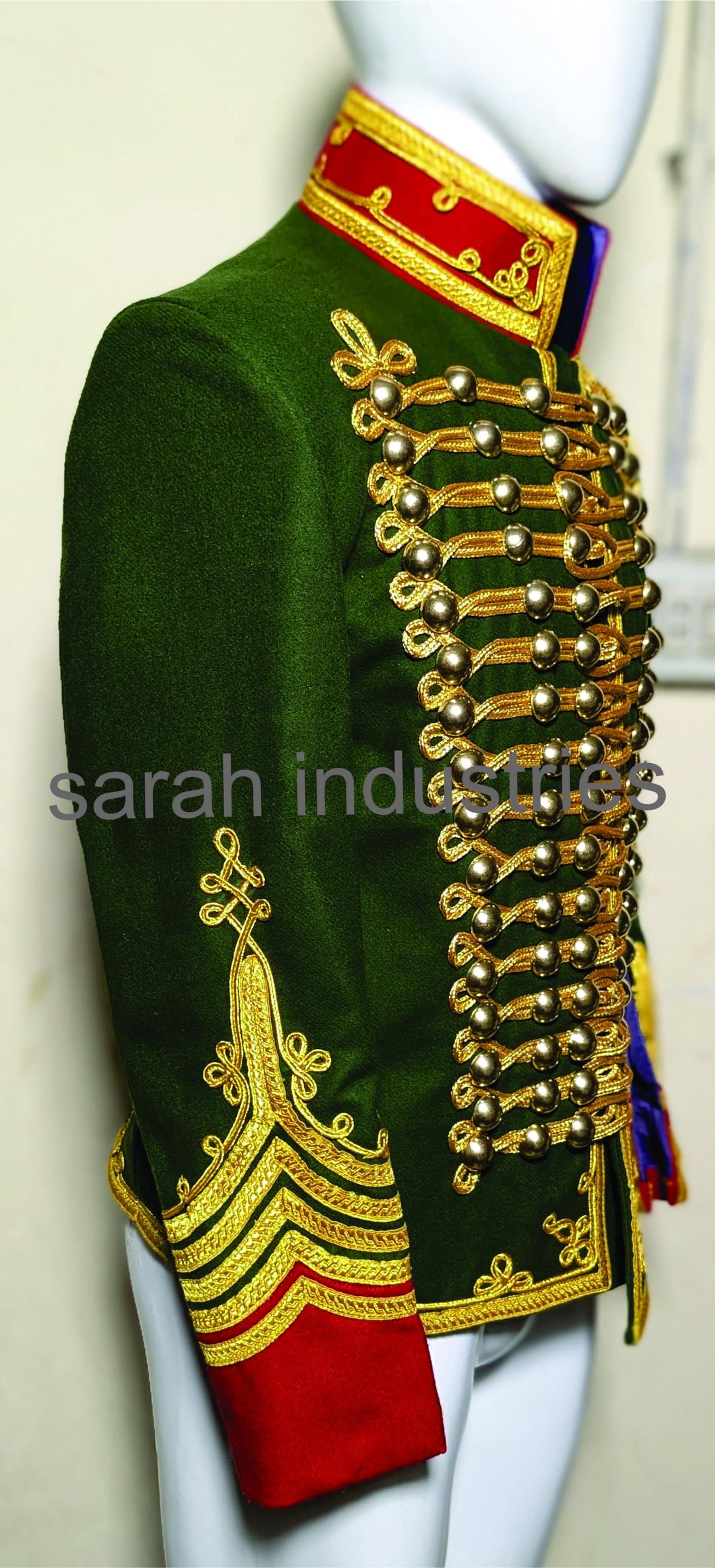 New Men's Military Napoleon Hussar Jacket Handmade Gold Braided British ...