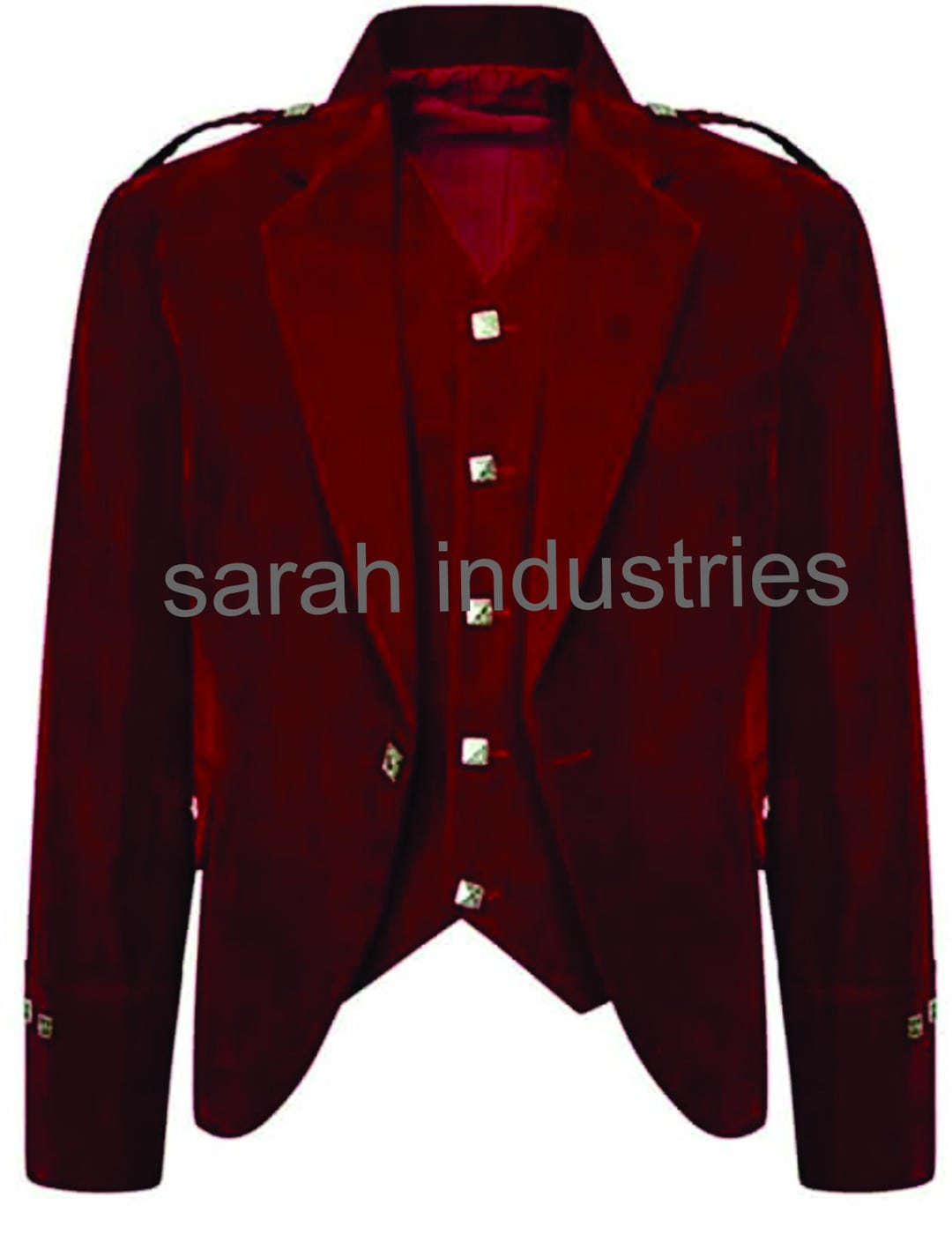 Men's Red Velvet Argyll Jacket and Waist Coat, Scottish Wedding Outfit ...
