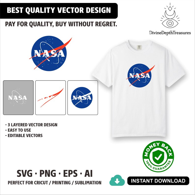 NASA Svg, Nasa Logo Svg, NASA Circle Logo 3 Color Layered SVG Cricut ...
