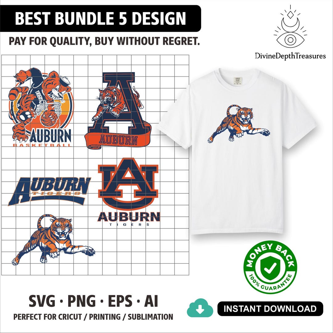 Tigers Football SVG Bundle, Auburn Themed College Athletics Clipart, Digital Download for Cricut ...