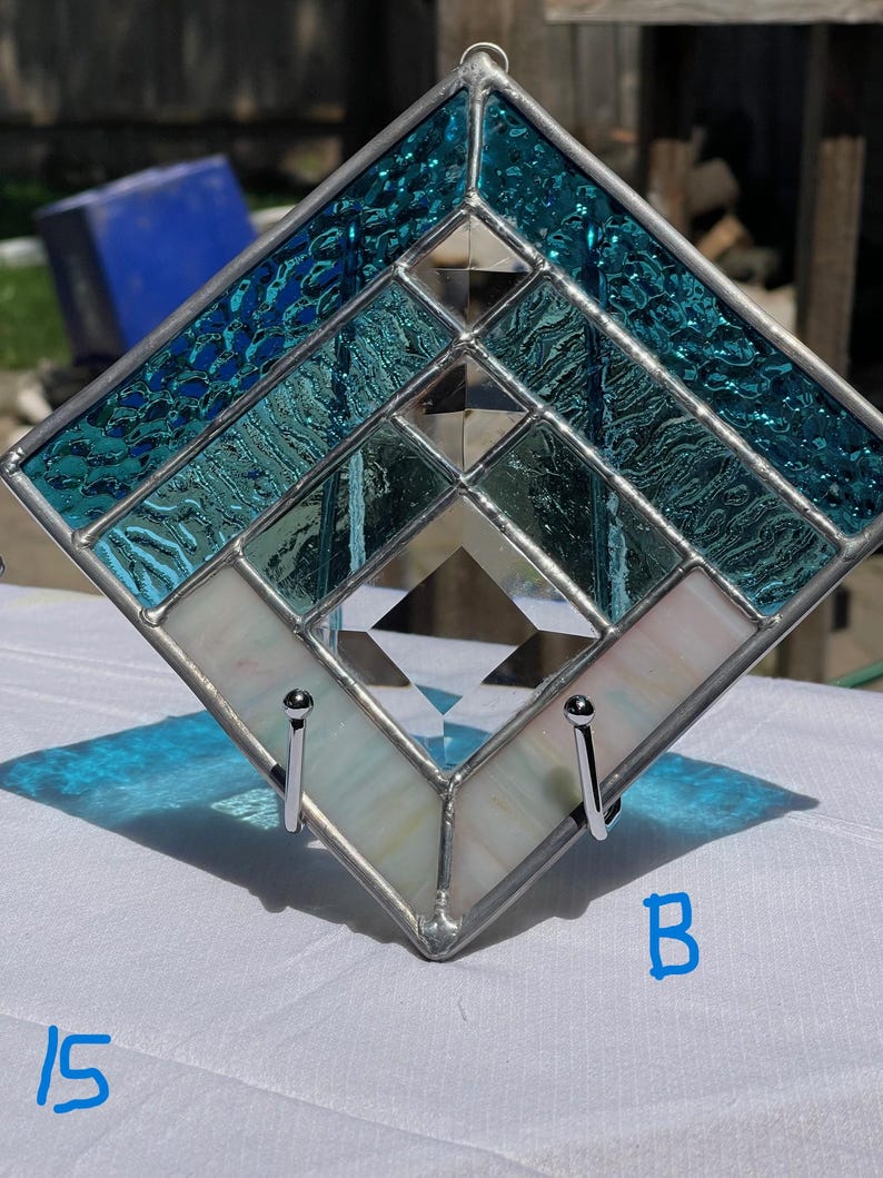 Abstract Stained Glass Suncatcher, Square Glass Art - Etsy