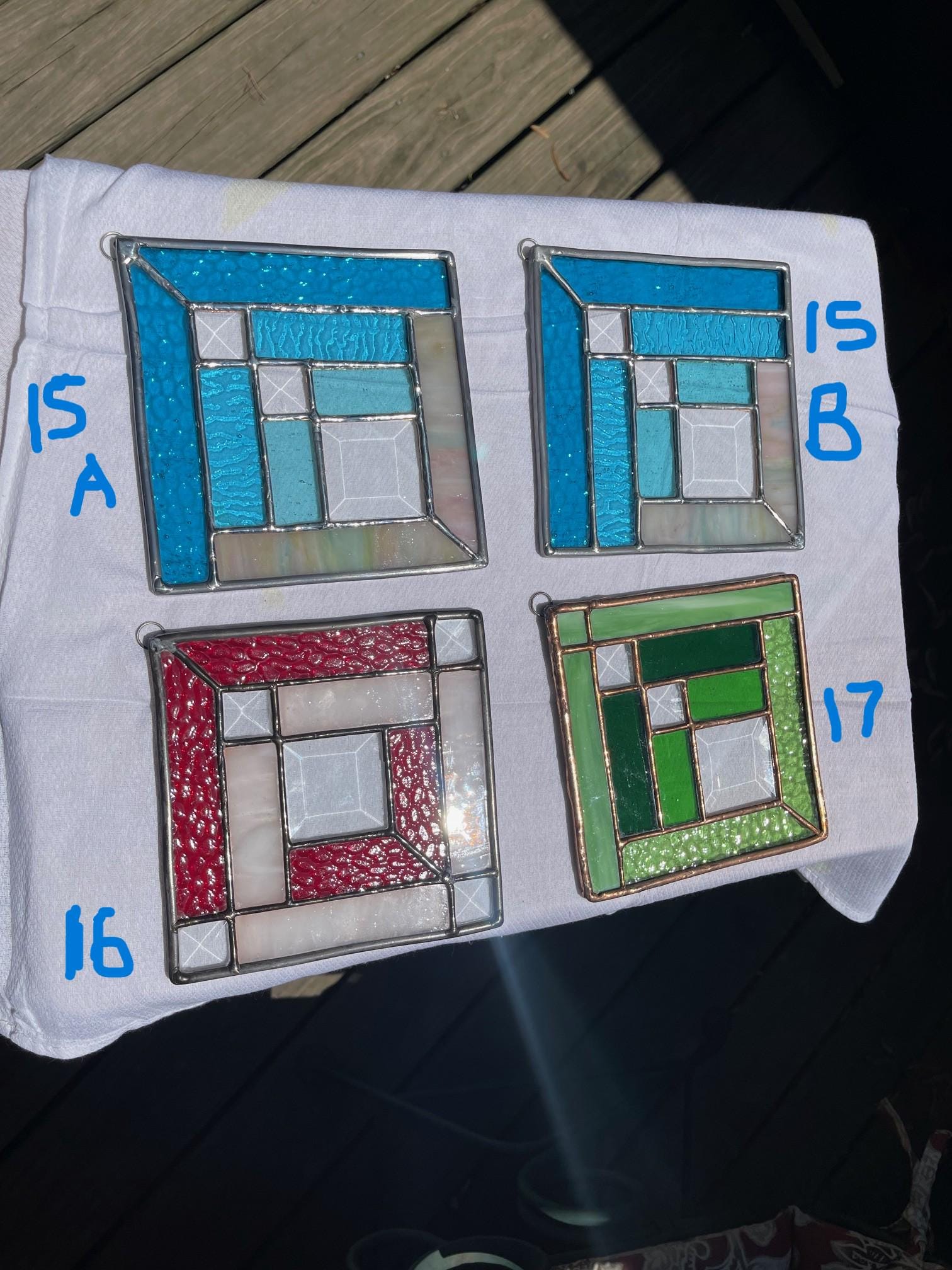 Abstract Stained Glass Suncatcher, Square Glass Art - Etsy