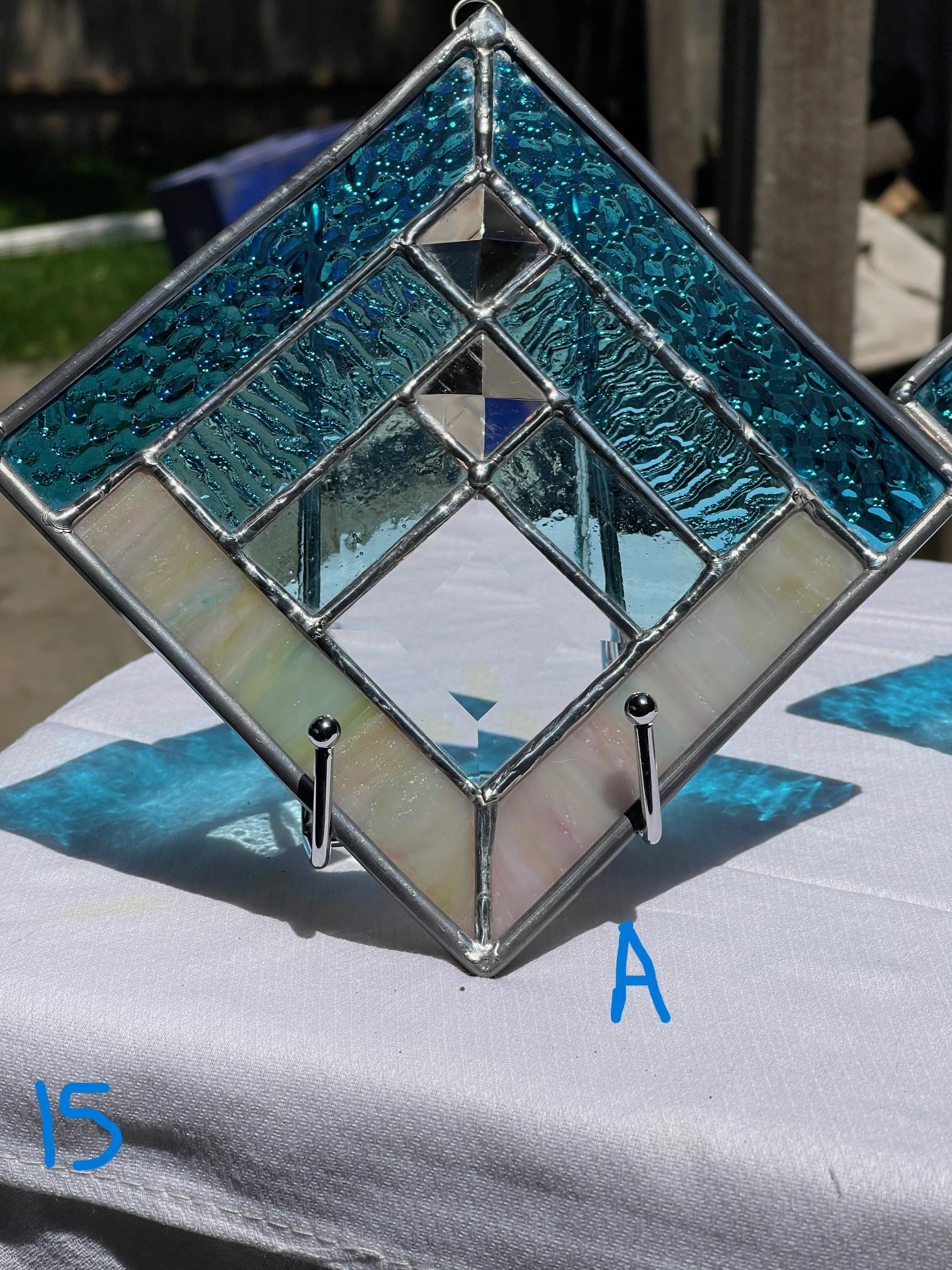 Abstract Stained Glass Suncatcher, Square Glass Art - Etsy