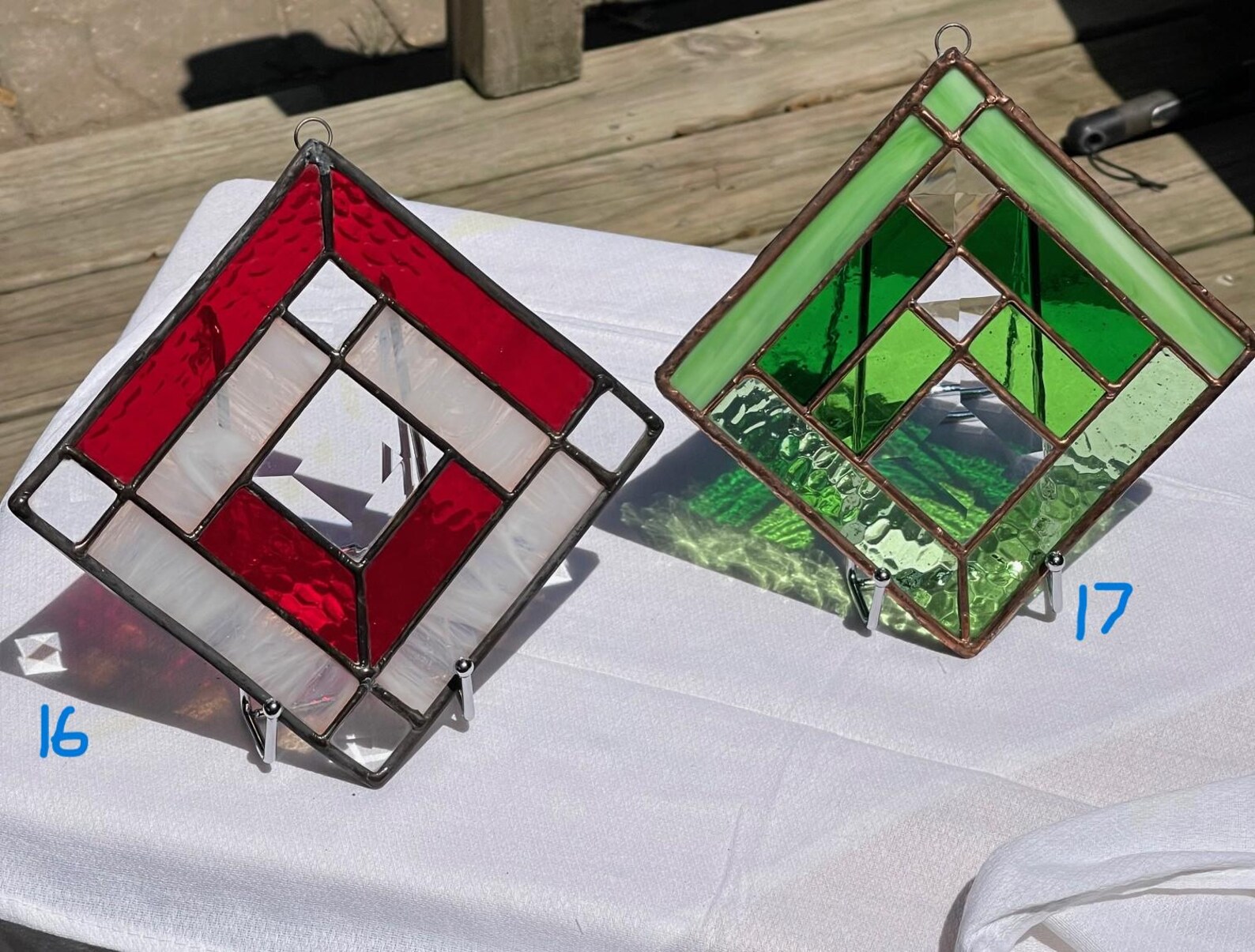 Abstract Stained Glass Suncatcher, Square Glass Art - Etsy