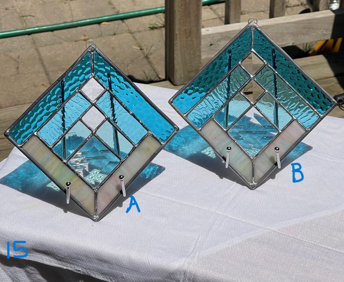 Abstract Stained Glass Suncatcher, Square Glass Art - Etsy