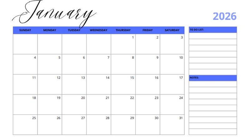 Monthly Planner Blue (printable) - Etsy