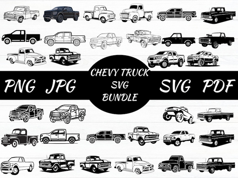 Chevy Truck Silhouette, Pickup Truck SVG Bundle (PNG, JPG) - Etsy