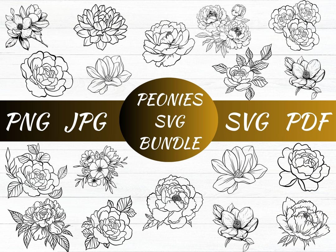 Peonies Svg Bundle, Peony Svg, Peonies Bouquet Svg, Floral Arrangement ...