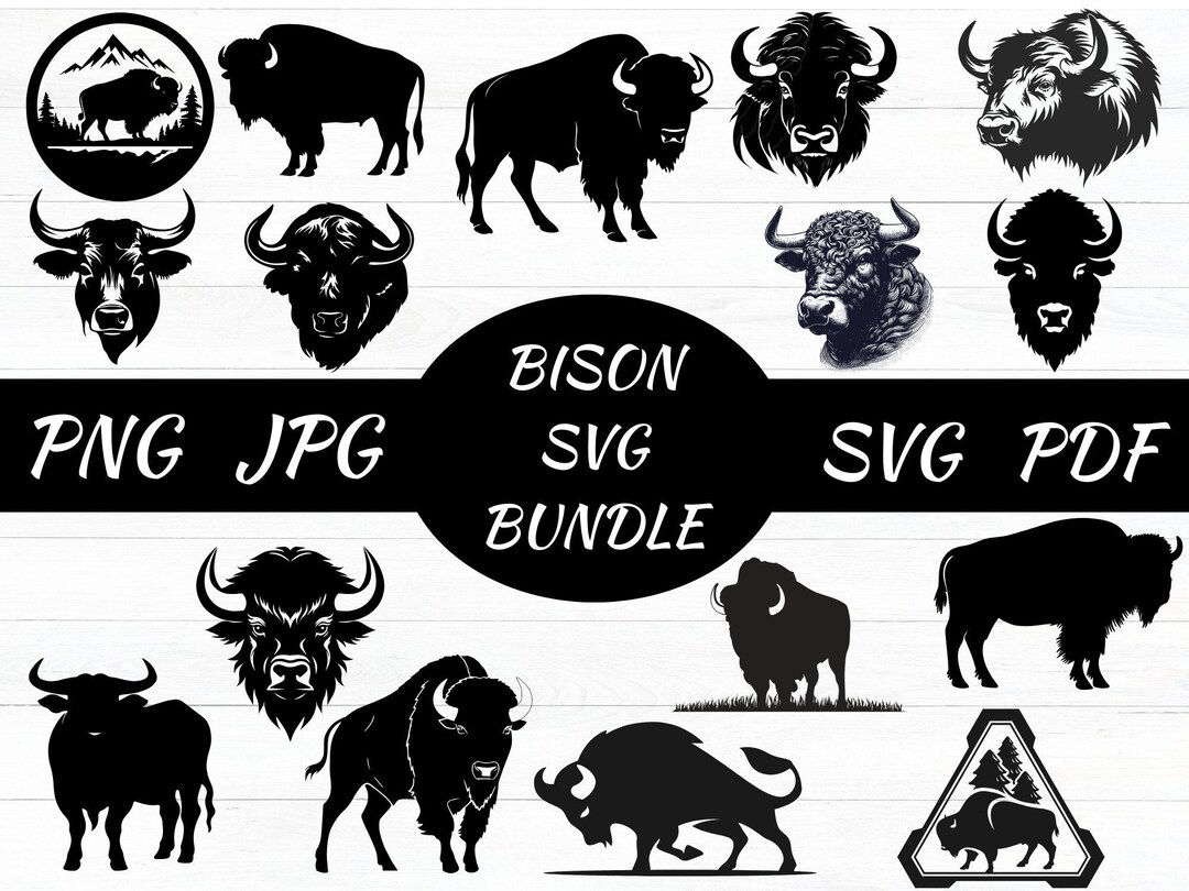 Bison SVG Bundle ,bison Cut Files for Cricut , Bison Mountain PNG ...