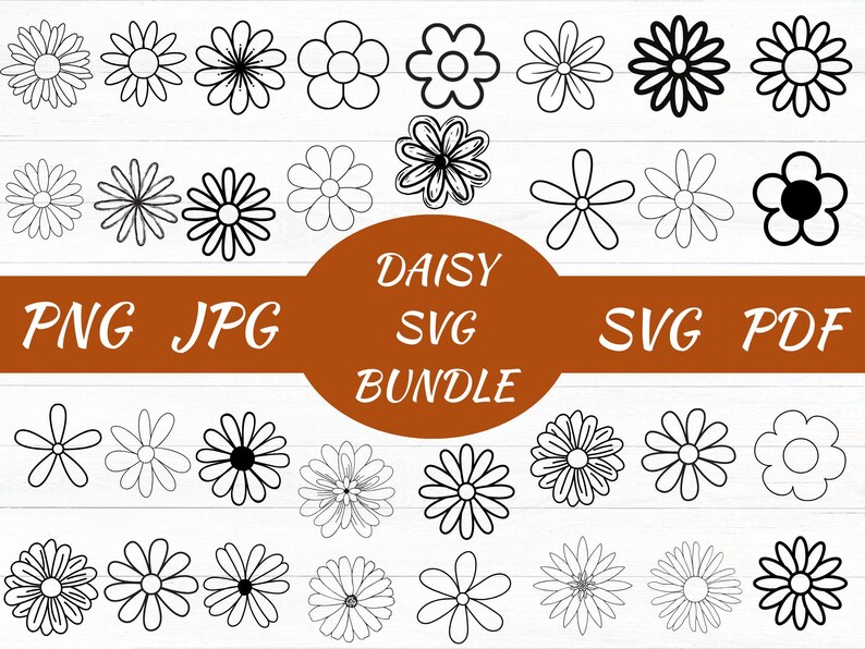 Daisy SVG Bundle,outline Flower Svg,daisy Flower Svg Designs for Cricut ...