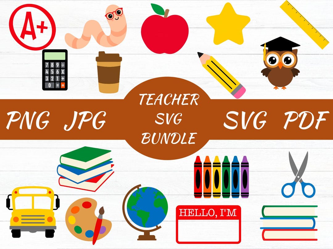 Teacher Clipart, School Clipart, Teacher Svg Bundle, Pencil Svg, School ...