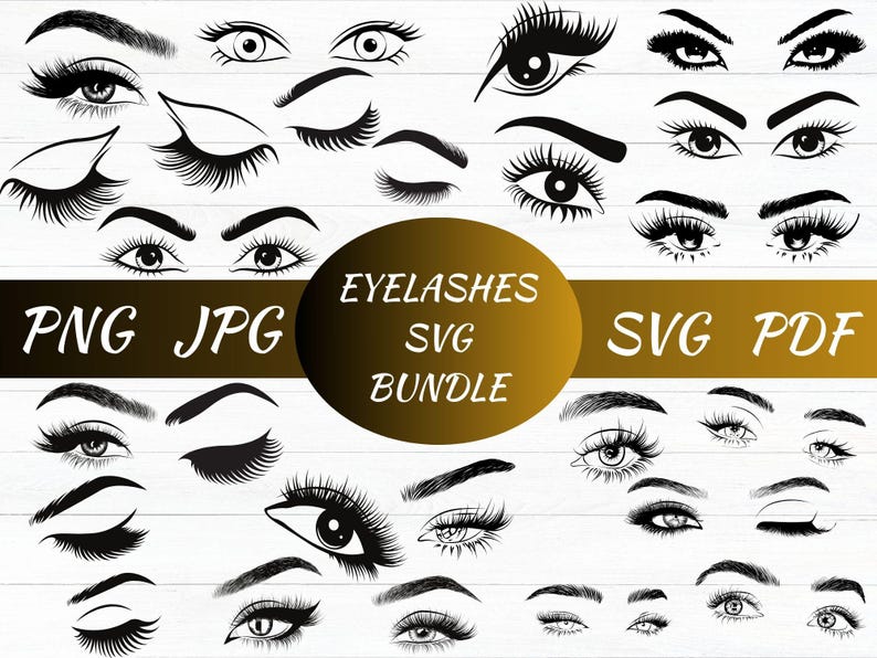 Eyelashes and Brows SVG, PNG, JPG Cut Files - Etsy