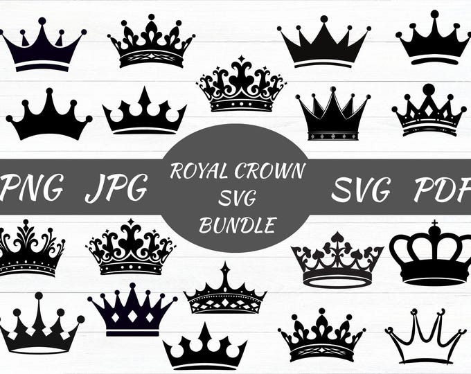 Royal Crowns & Tiaras SVG Bundle | Crown Line Art | Princess Clipart ...