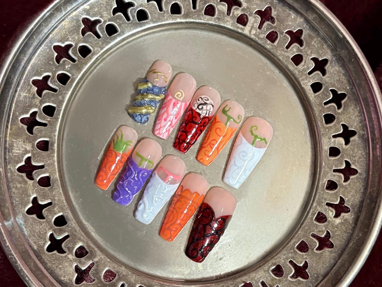 One Piece Devil Fruit Press on Nails- French Tip - Etsy