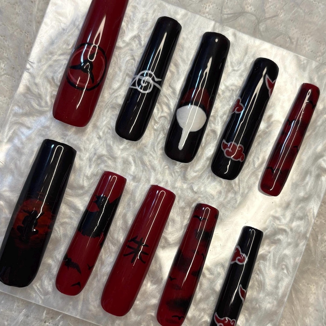 Itachi Anime Press on Nails: Akatsuki Naruto, Reusable False Nails - Etsy