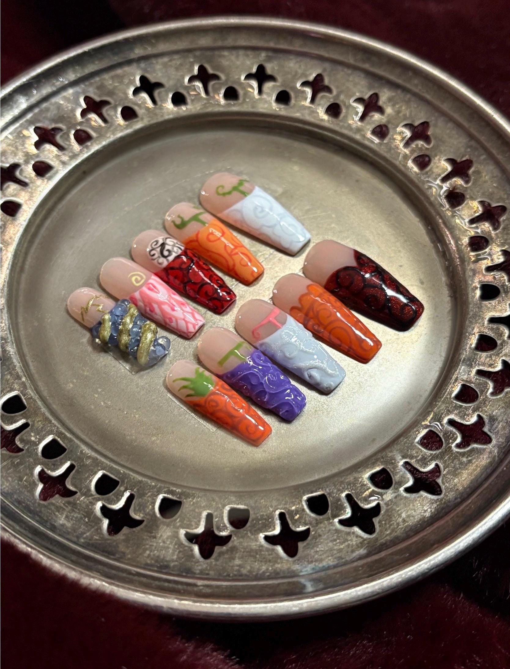One Piece Devil Fruit Press on Nails- French Tip - Etsy