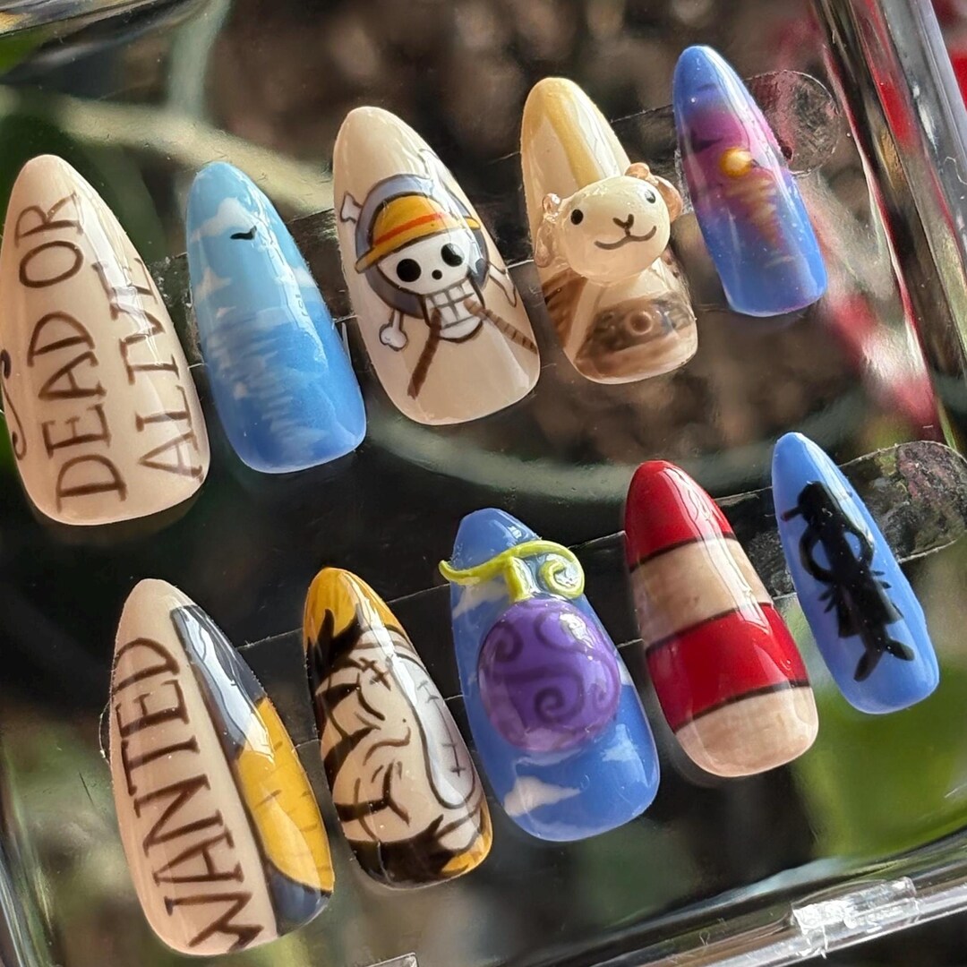 One Piece Luffy Inspired Press on Nails- Anime Character Nails - Etsy