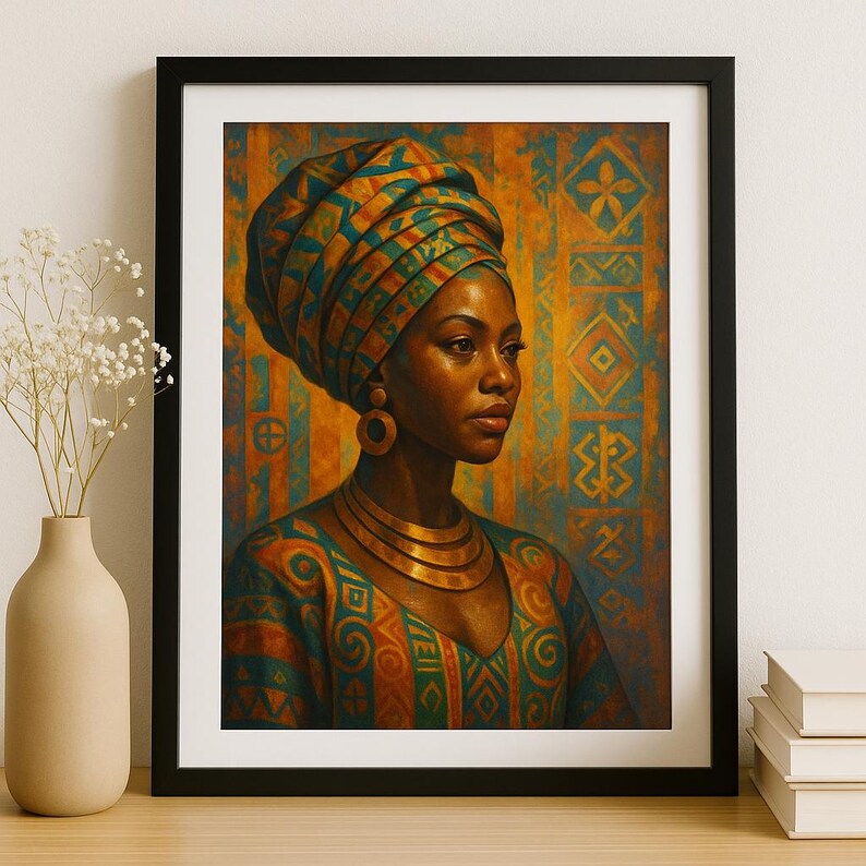 Afrocentric Wall Art Print | Bold Black Woman Portrait | African ...